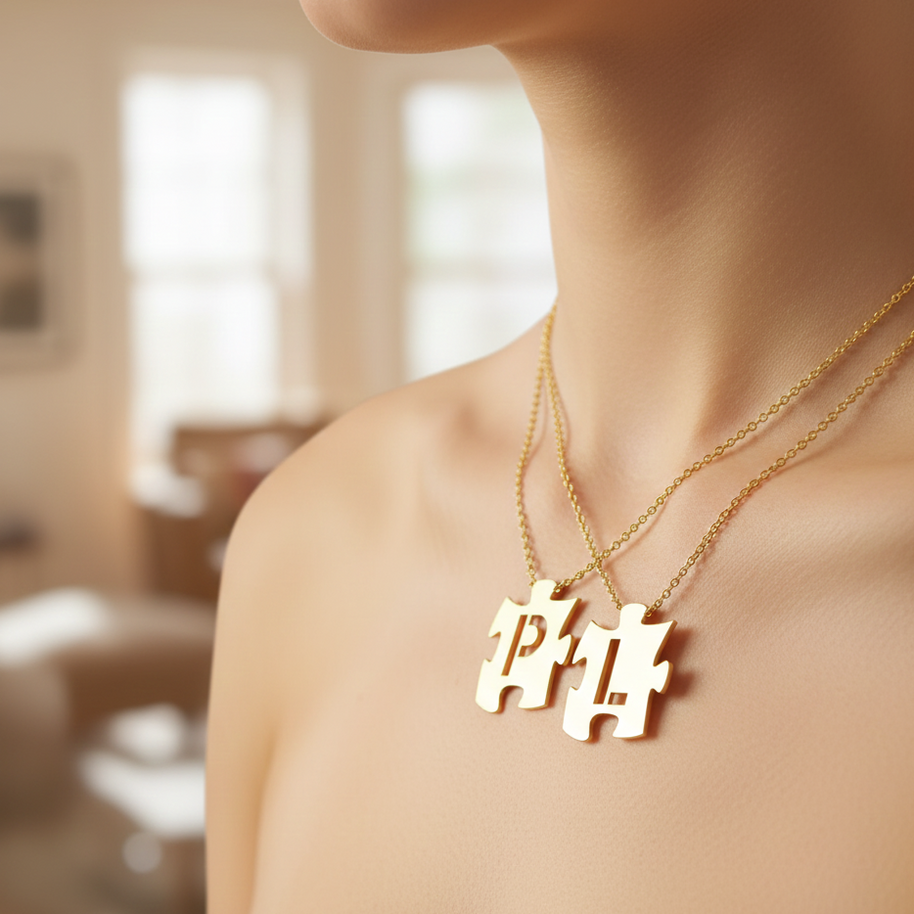 Puzzle Initials Necklace - Personalized Initial in Sterling Silver or ...