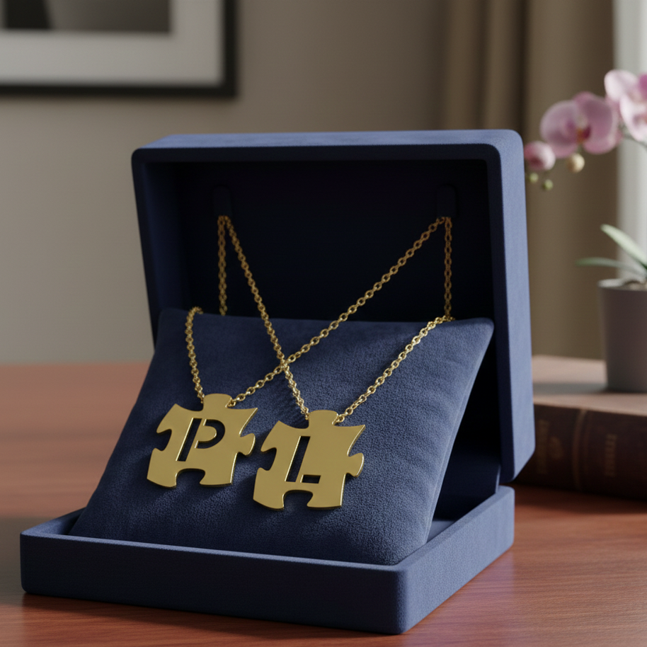 Puzzle Initials Necklace - Personalized Initial in Sterling Silver or ...