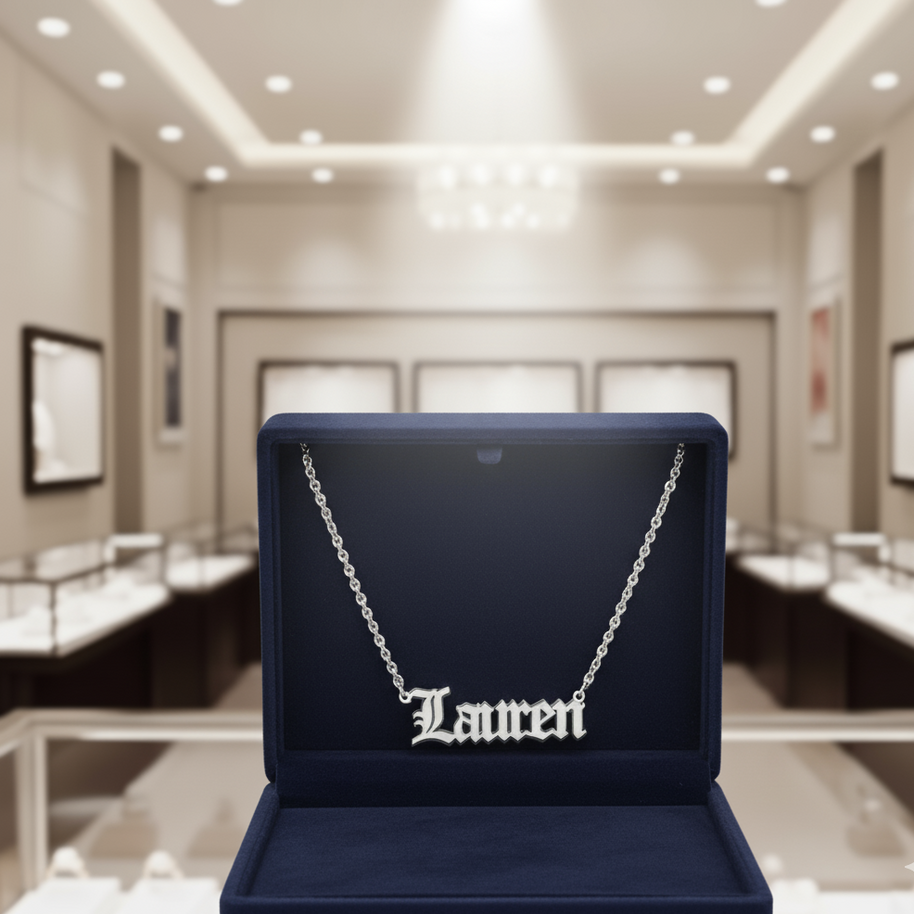 Old English Double Nameplate Necklace Custom Name Personalized ...
